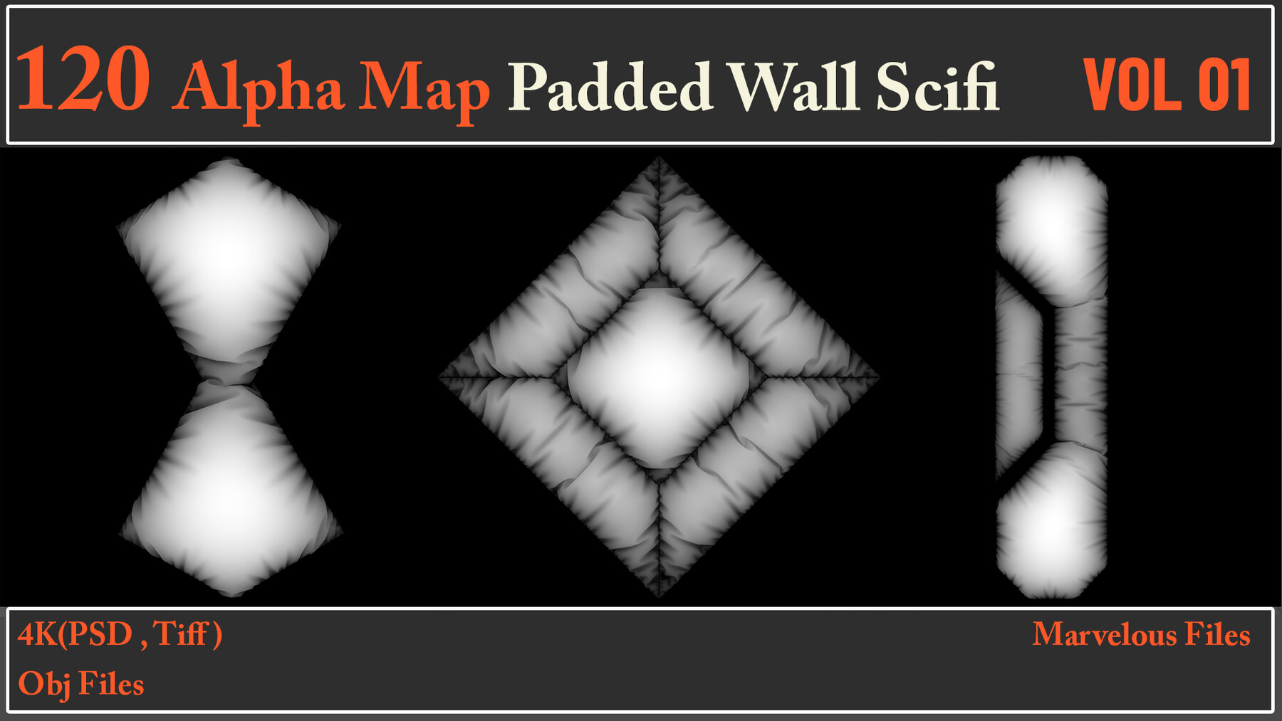 ArtStation - 120 Alpha Maps Padded Wall SCIFI | Game Assets