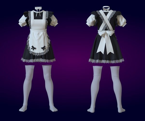 ArtStation - Maid Dress Outfit | Marvelous Designer | CLO3D project ...