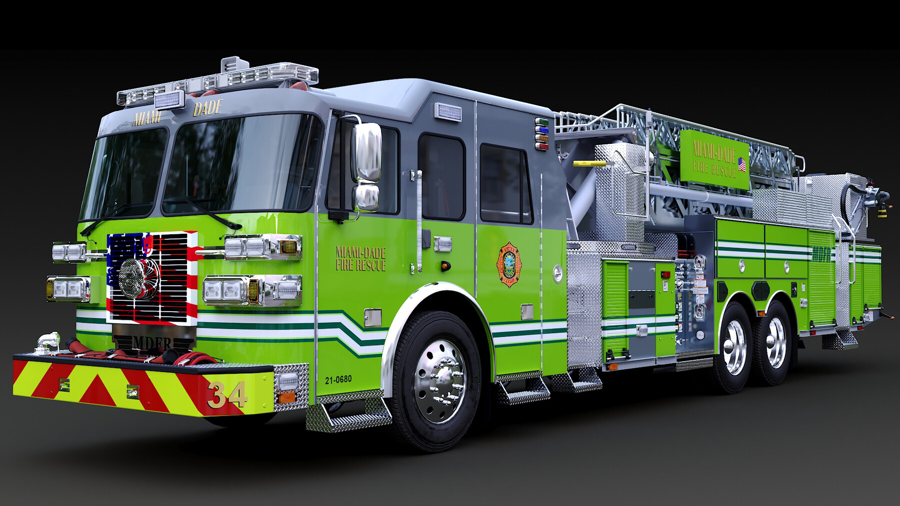 ArtStation - Fire Truck Aerial Platform Miame Dade | Game Assets