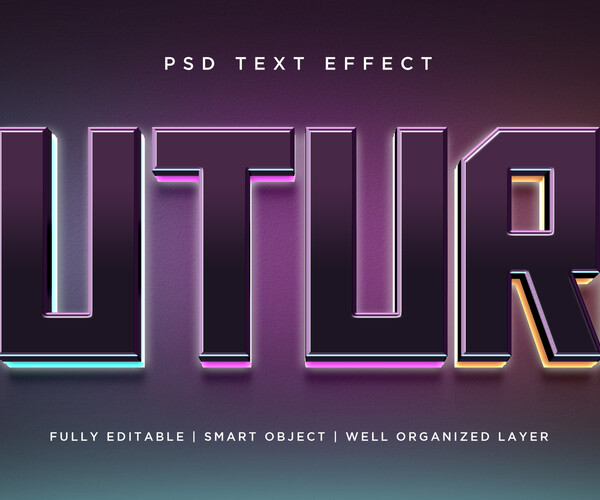 ArtStation - 3D Future PSD fully editable text effect. Layer style PSD ...