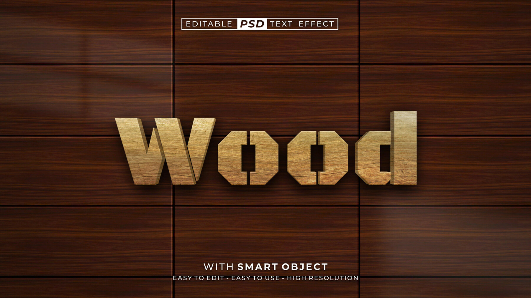 ArtStation - 3D Wood PSD fully editable text effect. Layer style PSD ...