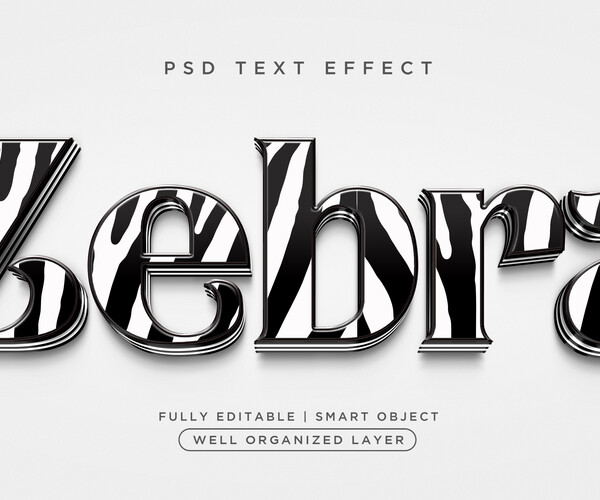 ArtStation - 3D Zebra PSD fully editable text effect. Layer style PSD ...