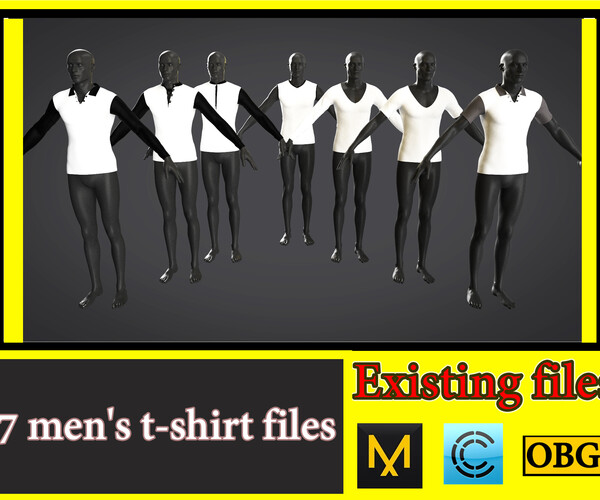 ArtStation - 7 men's t-shirt files | Game Assets