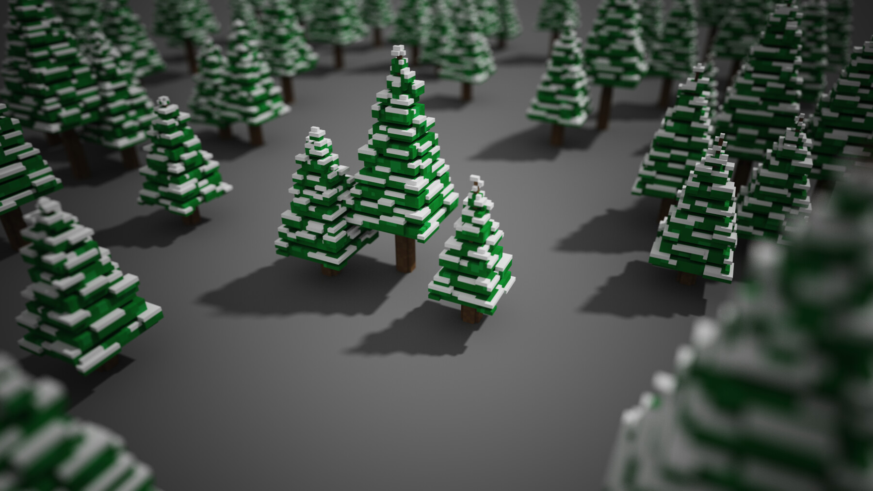 ArtStation - VOXEL Trees - Spruce Evergreen - Winter | Game Assets
