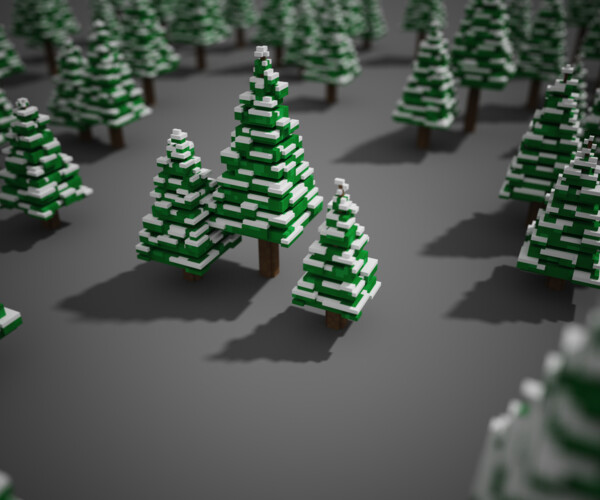ArtStation - VOXEL Trees - Spruce Evergreen - Winter | Game Assets
