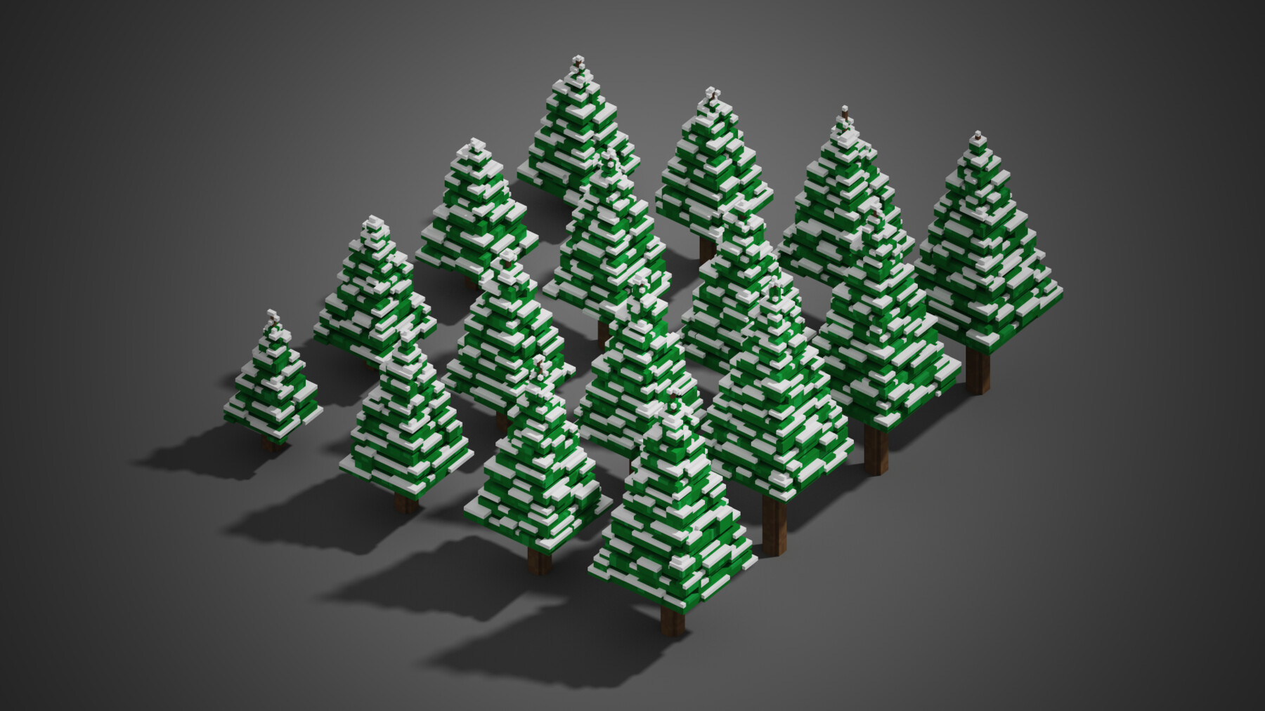 ArtStation - VOXEL Trees - Spruce Evergreen - Winter | Game Assets