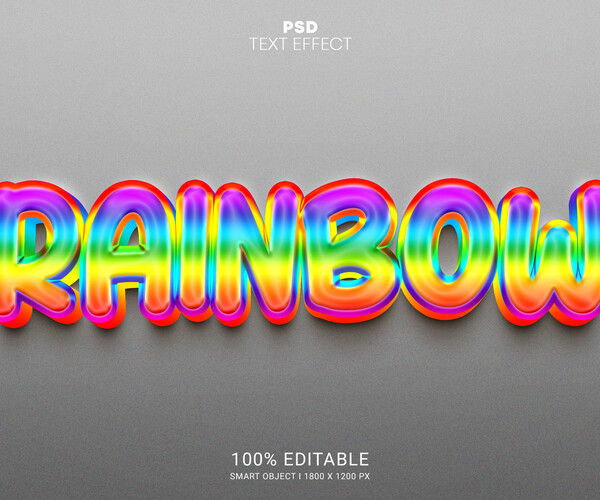 ArtStation - Rainbow PSD fully editable text effect. Layer style PSD ...