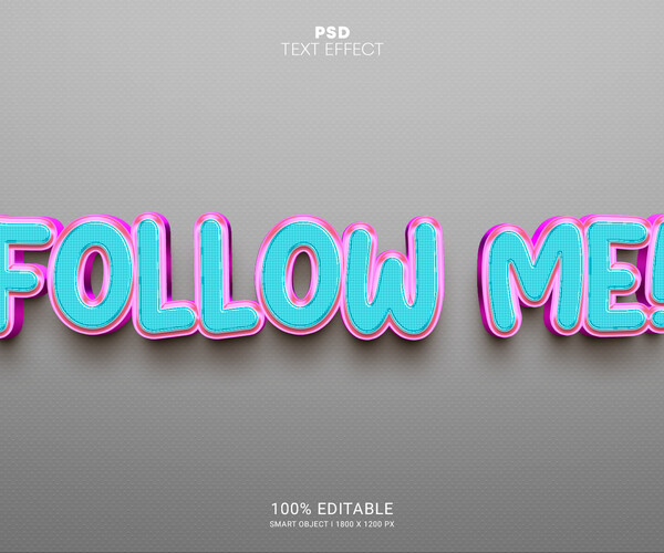 ArtStation - Follow me PSD fully editable text effect. Layer style PSD ...