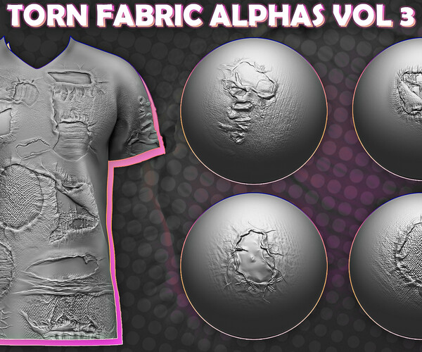 ArtStation - Torn Fabric Alphas vol. 3 for ZBrush | Brushes