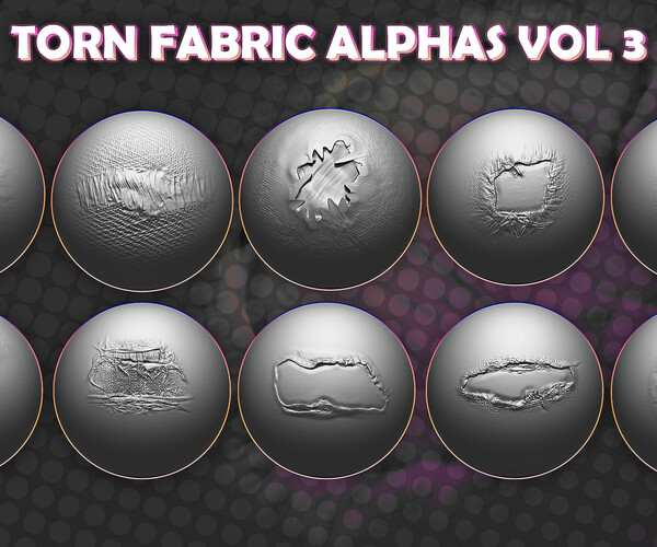 ArtStation - Torn Fabric Alphas vol. 3 for ZBrush | Brushes
