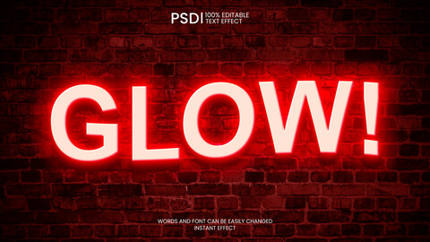 ArtStation - Glow red PSD fully editable text effect. Layer style PSD ...