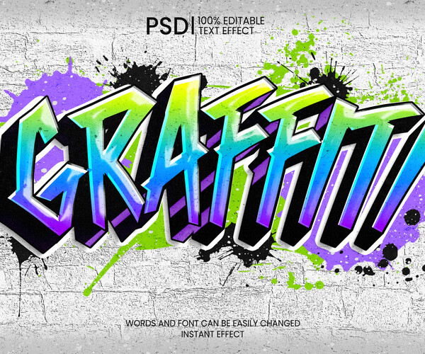 ArtStation - Graffiti PSD fully editable text effect. Layer style PSD ...