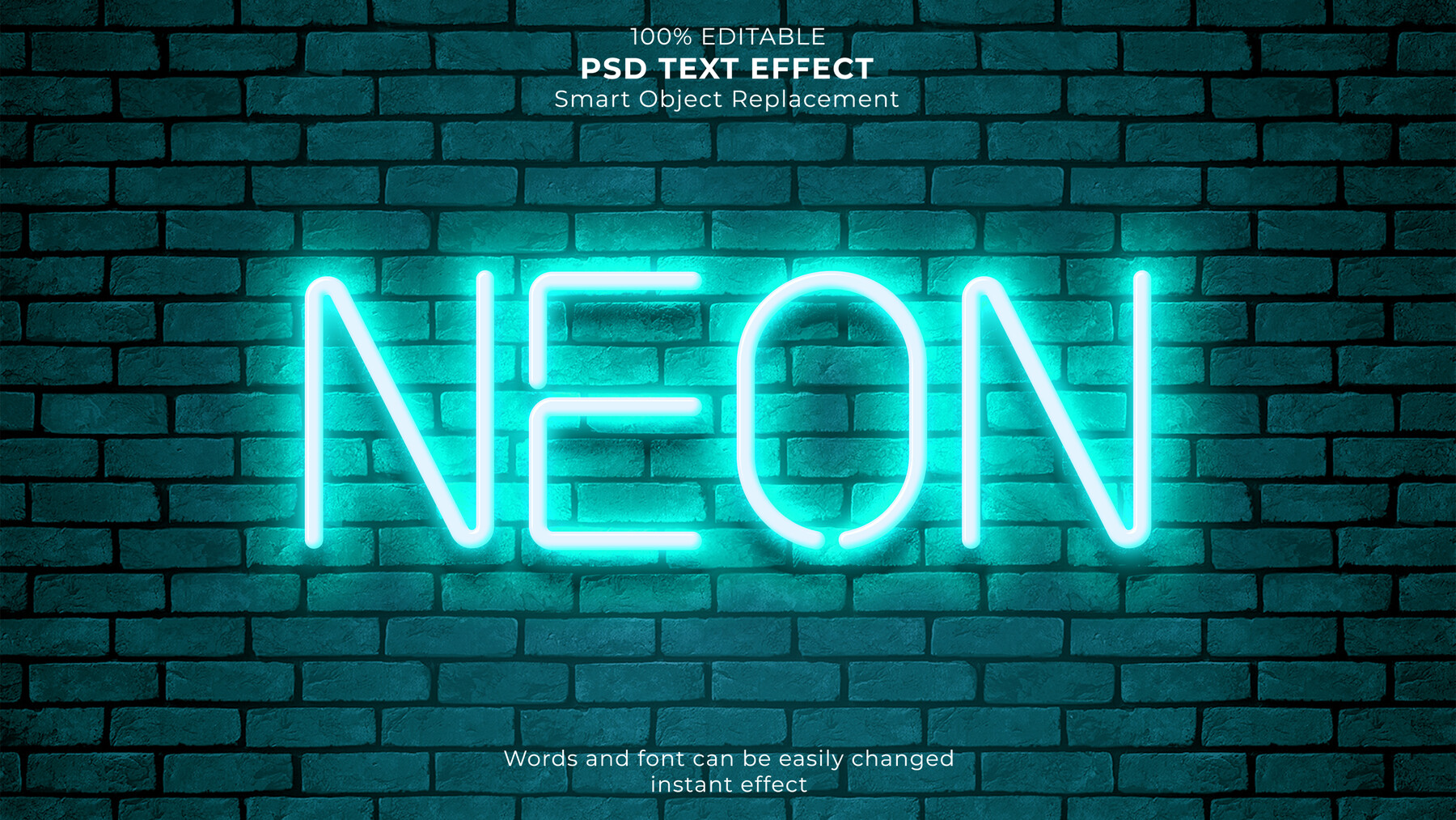 ArtStation - Neon blue PSD fully editable text effect. Layer style PSD ...