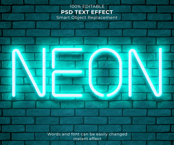 ArtStation - Neon blue PSD fully editable text effect. Layer style PSD ...