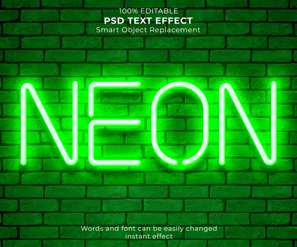 ArtStation - Neon green PSD fully editable text effect. Layer style PSD ...