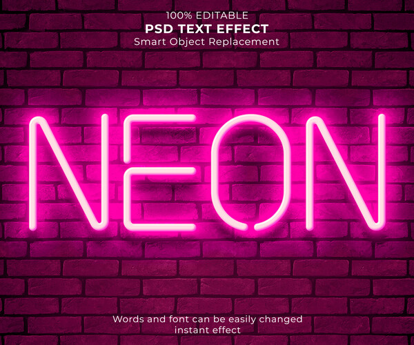 ArtStation - Neon pink PSD fully editable text effect. Layer style PSD ...