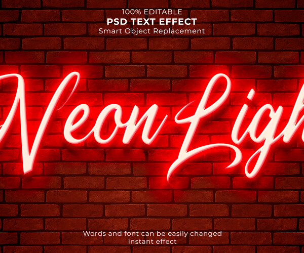 ArtStation - Neon red Linght PSD fully editable text effect. Layer ...