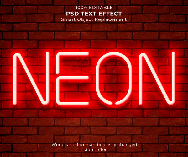ArtStation - Neon red PSD fully editable text effect. Layer style PSD ...