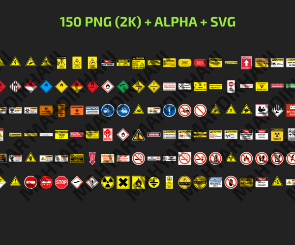 ArtStation - 150 Decals Vol1 - Warning & Cautions - separated SVG / 2K ...