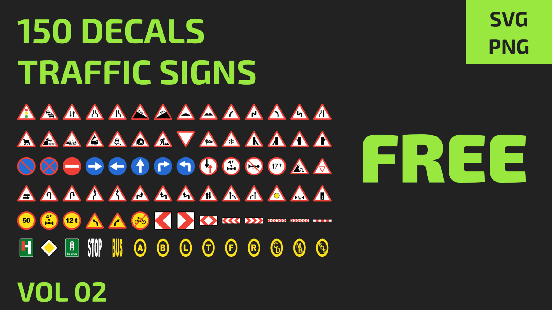 ArtStation - 150 Decals Vol2 - Traffic Signs - separated SVG / 2K PNG ...