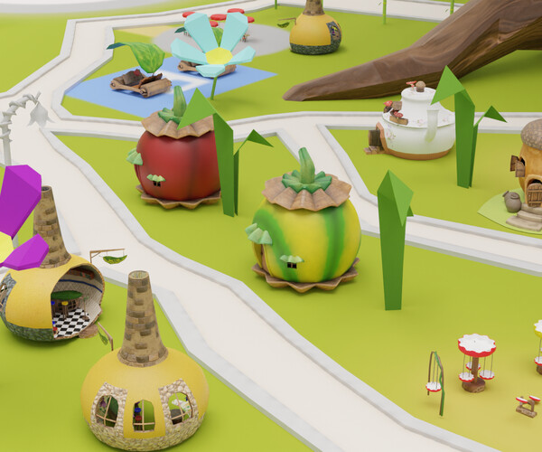 ArtStation - Bugs City Low Poly Toon Town Stylized Cartoon Full Pack ...