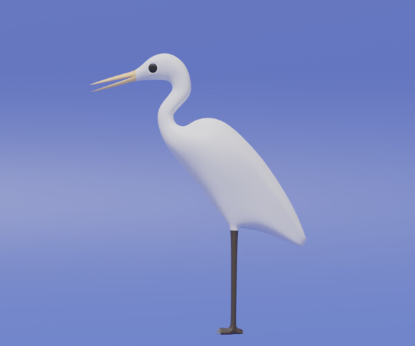 ArtStation - Cartoon Cute Egret Bird 3D model | Resources