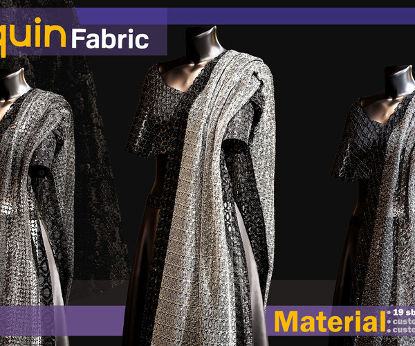 ArtStation - Sequin fabric Material -SBSAR -custom color -custom fabric ...