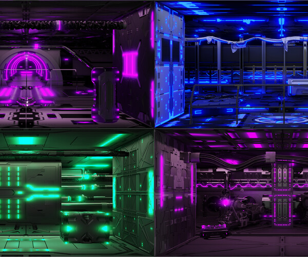 ArtStation - Sci Fi / Cyberpunk Parallax Rooms Library | One Click ...