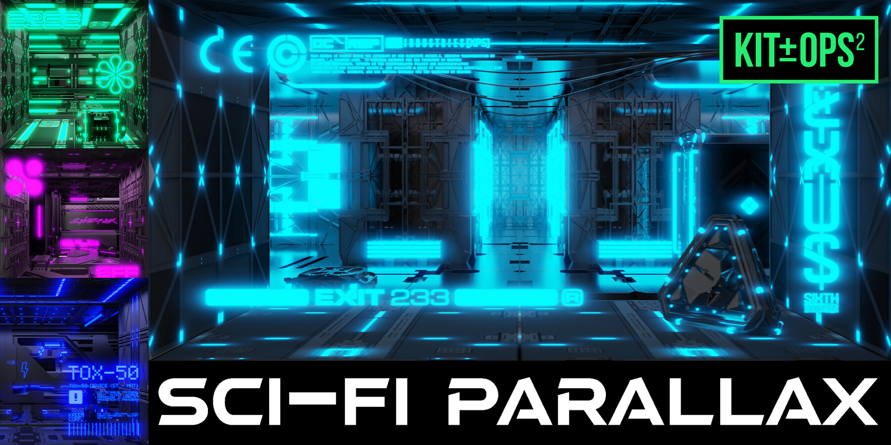 ArtStation - Sci Fi / Cyberpunk Parallax Rooms Library | One Click Interiors | Kpack | Resources