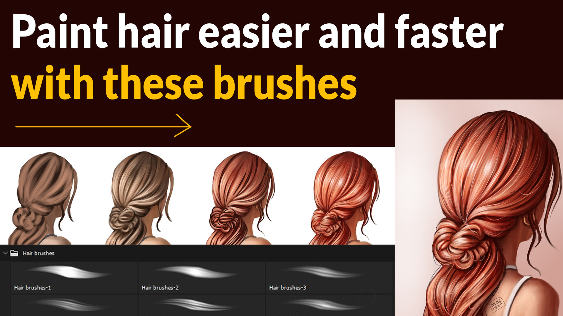 ArtStation - 20 New Hair Brushes for Photoshop (VOL 3) | Brushes