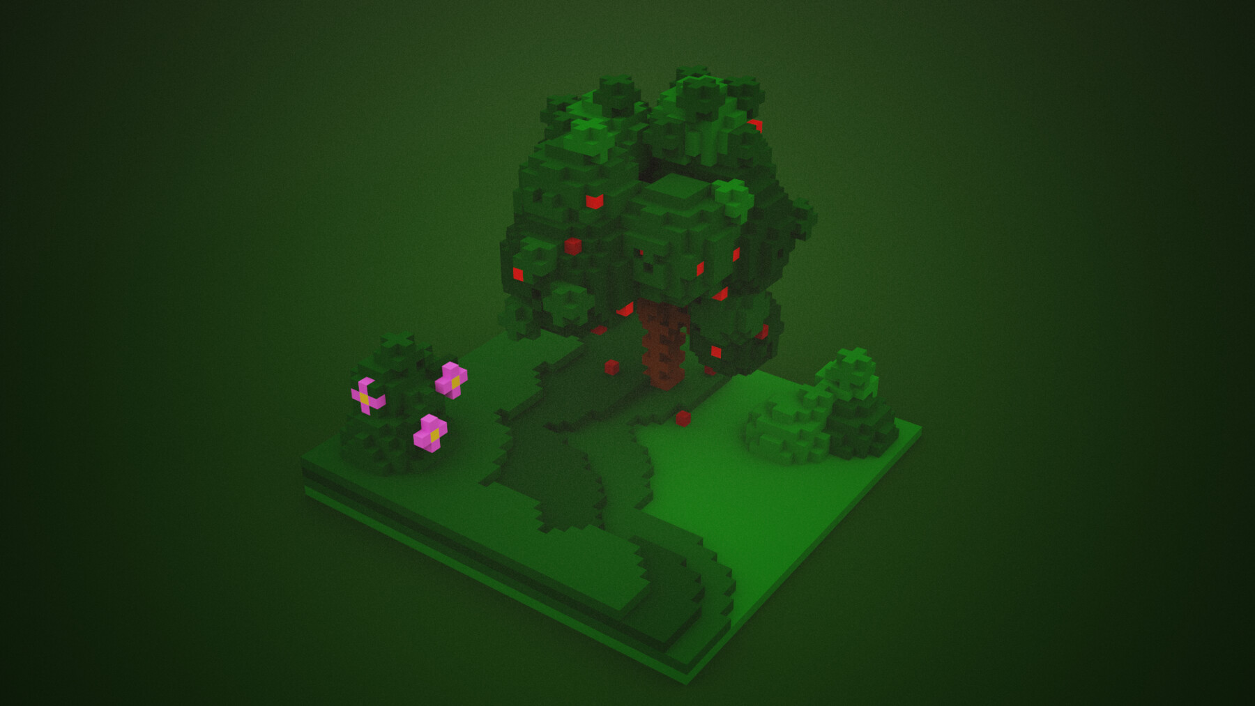 ArtStation - Apple Tree Green Corner Voxel | Game Assets