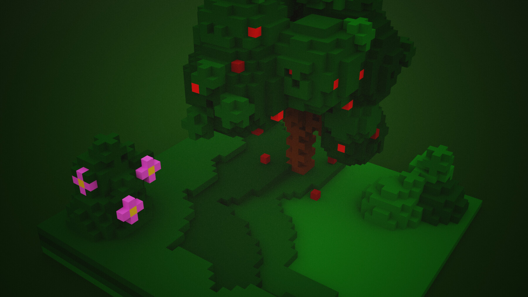 ArtStation - Apple Tree Green Corner Voxel | Game Assets