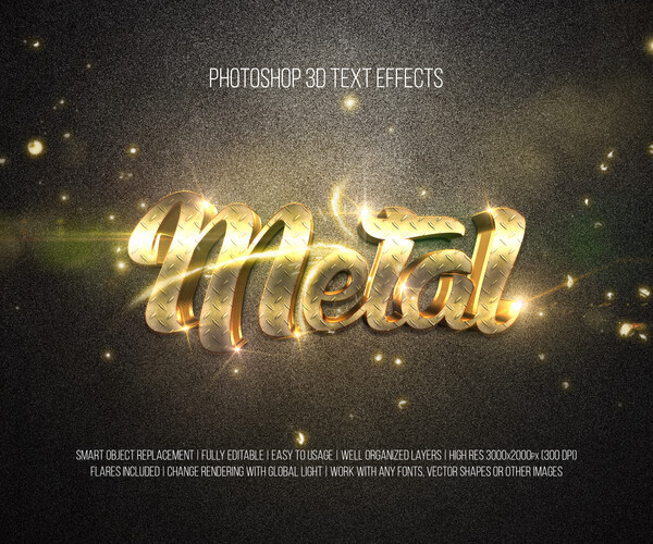 ArtStation - 3D Metal PSD fully editable text effect. Layer style PSD ...
