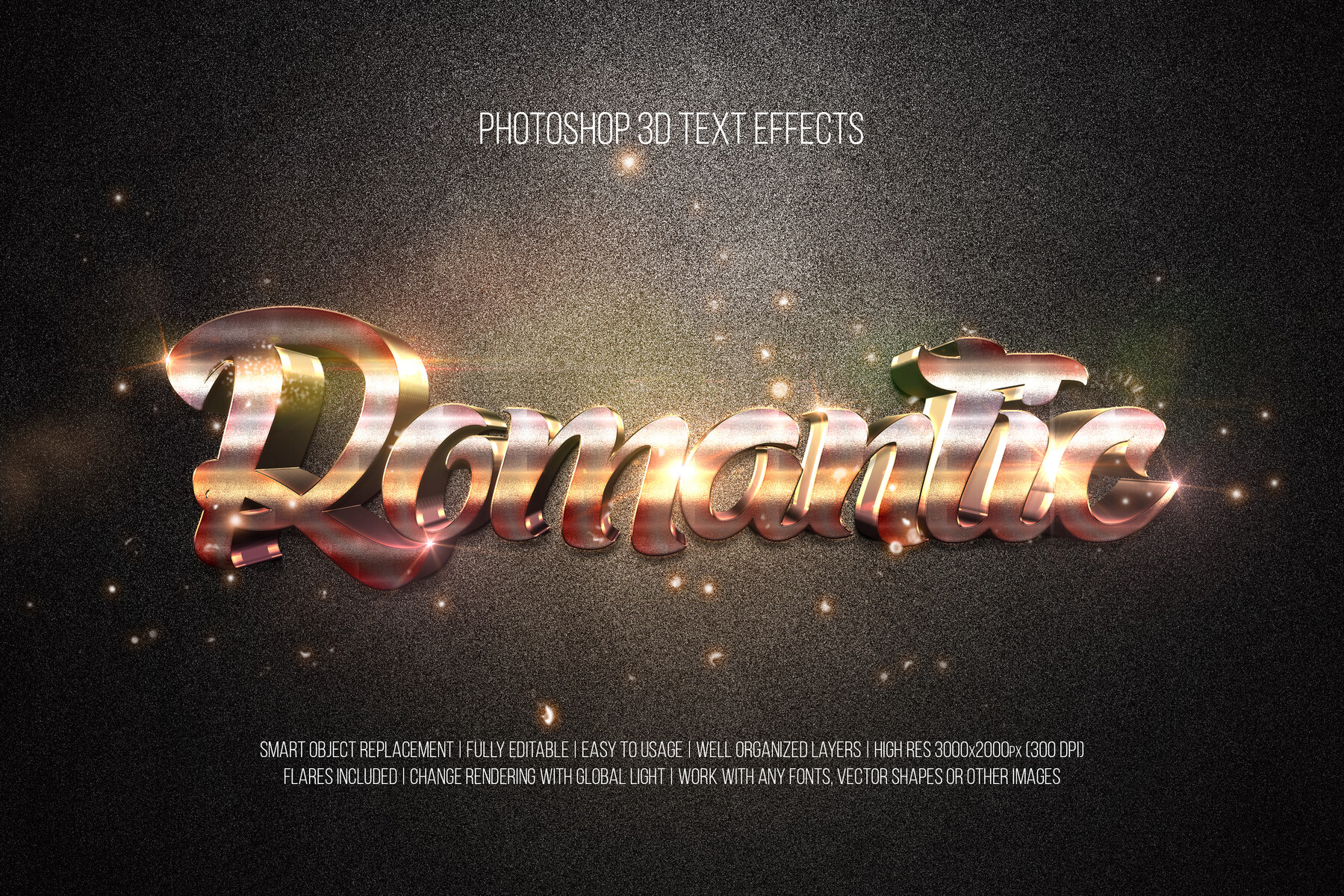 ArtStation - 3D Romantic PSD fully editable text effect. Layer style ...