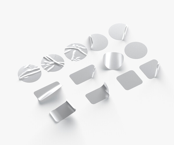 ArtStation - 13 Stickers Set - silver adhesive round and square sticky ...