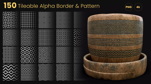 ArtStation - 150 Tileable Alpha Border And Pattern | Brushes