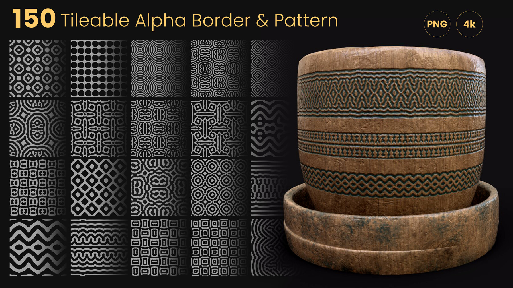 ArtStation - 150 Tileable Alpha Border And Pattern | Brushes