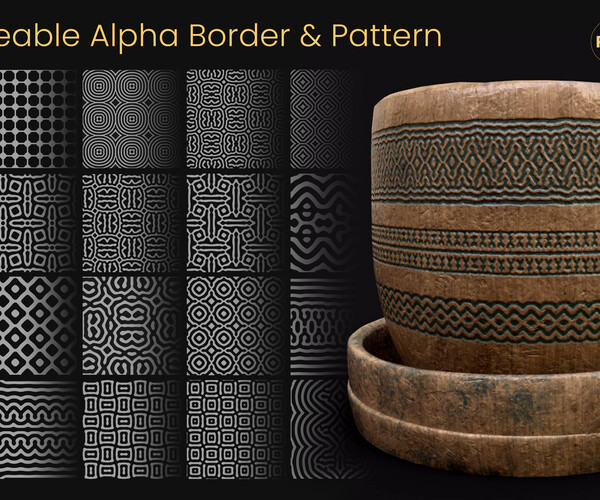 ArtStation - 150 Tileable Alpha Border And Pattern | Brushes