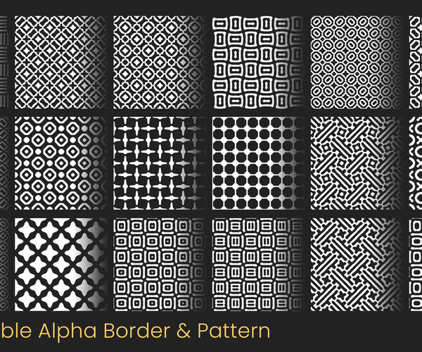ArtStation - 150 Tileable Alpha Border And Pattern | Brushes