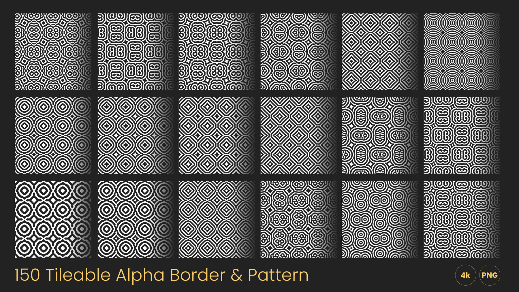ArtStation - 150 Tileable Alpha Border And Pattern | Brushes