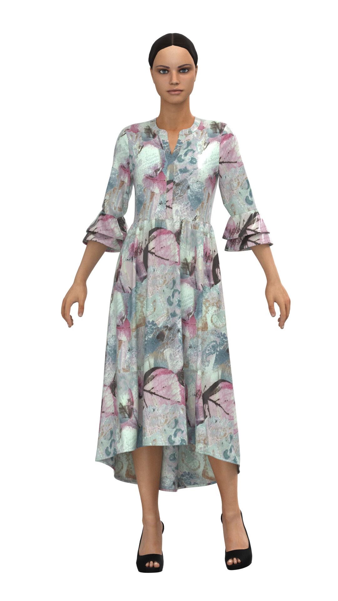 ArtStation - Realistic ladies dress with sewing pattern 3D model ...