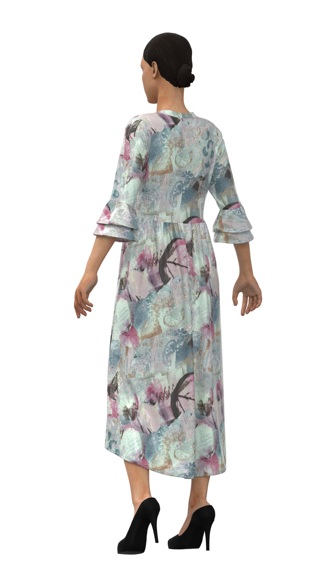 ArtStation - Realistic ladies dress with sewing pattern 3D model ...