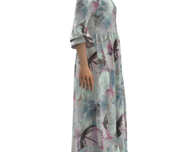 ArtStation - Realistic ladies dress with sewing pattern 3D model ...