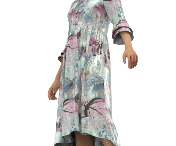 ArtStation - Realistic ladies dress with sewing pattern 3D model ...