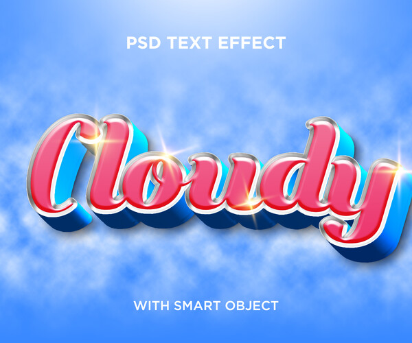 ArtStation - 3D Cloudy PSD fully editable text effect. Layer style PSD ...