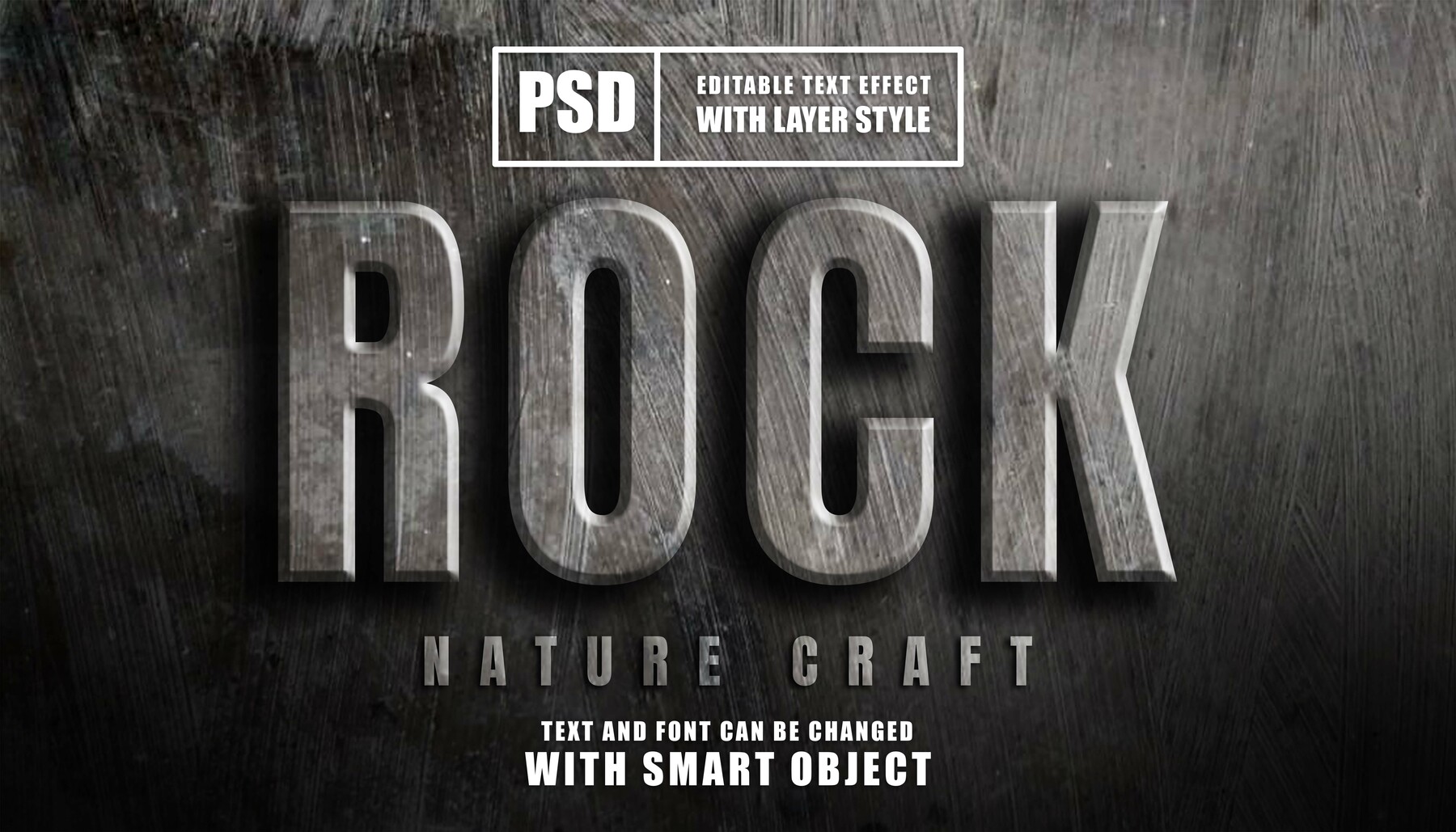 ArtStation - 3D Rock PSD fully editable text effect. Layer style PSD ...