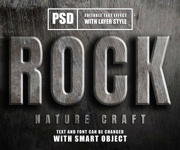 ArtStation - 3D Rock PSD fully editable text effect. Layer style PSD ...