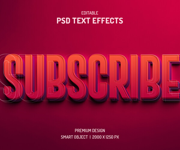 ArtStation - 3D Subscribe PSD fully editable text effect. Layer style ...
