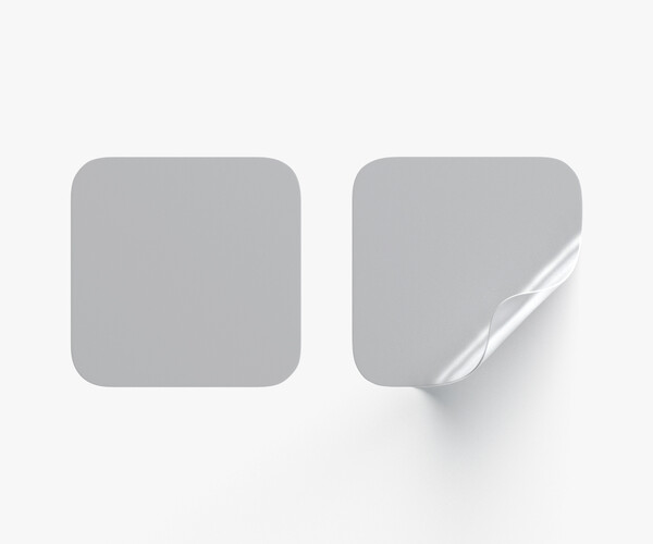 ArtStation - Two Square Stickers - silver smooth and curled corners ...
