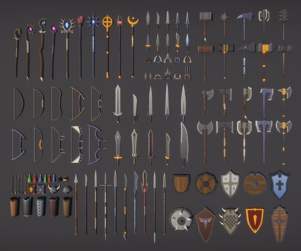 ArtStation - Low Poly RPG Fantasy Weapons - Asset for Unity 3D | Game ...